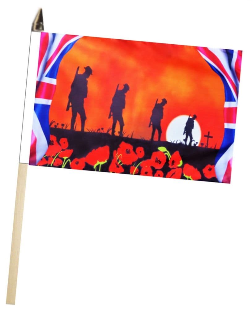 Poppy Flag - British Army Soldiers Large Hand Waving Flag