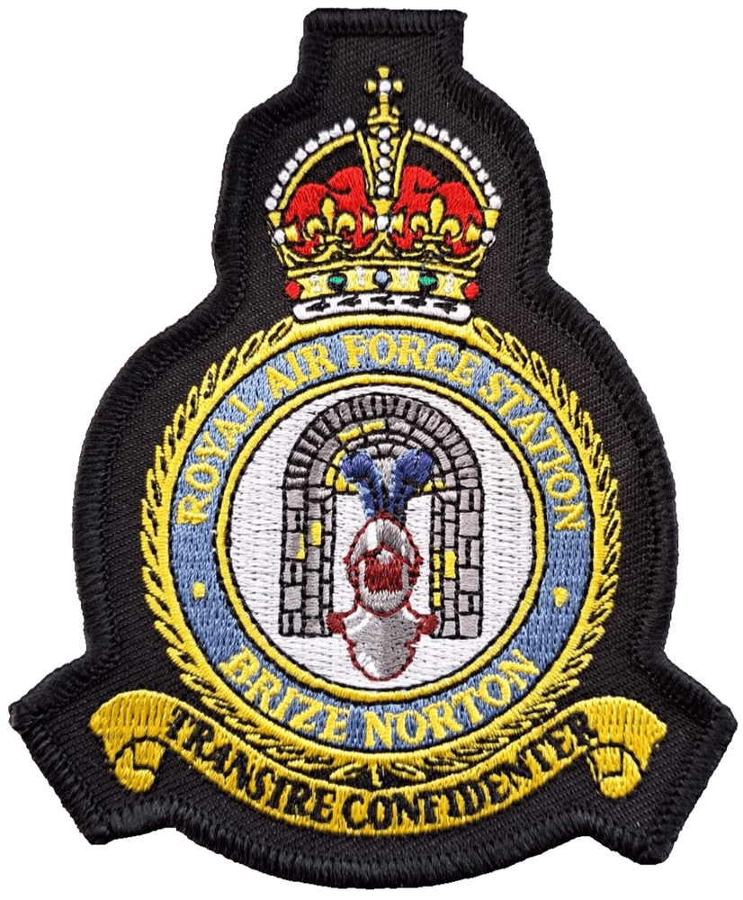 RAF Brize Norton Royal Air Force Crest MOD Embroidered Patch - TUDOR CROWN
