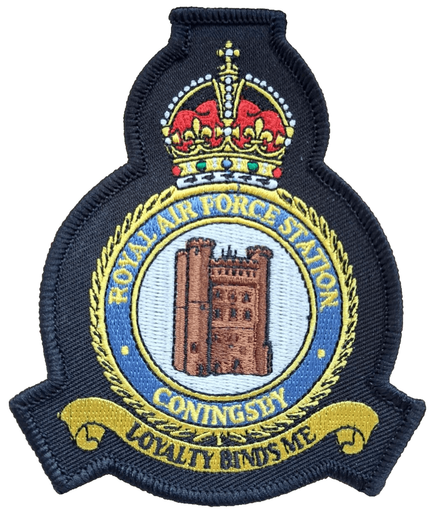 RAF Coningsby Royal Air Force Crest MOD Embroidered Patch - TUDOR CROWN
