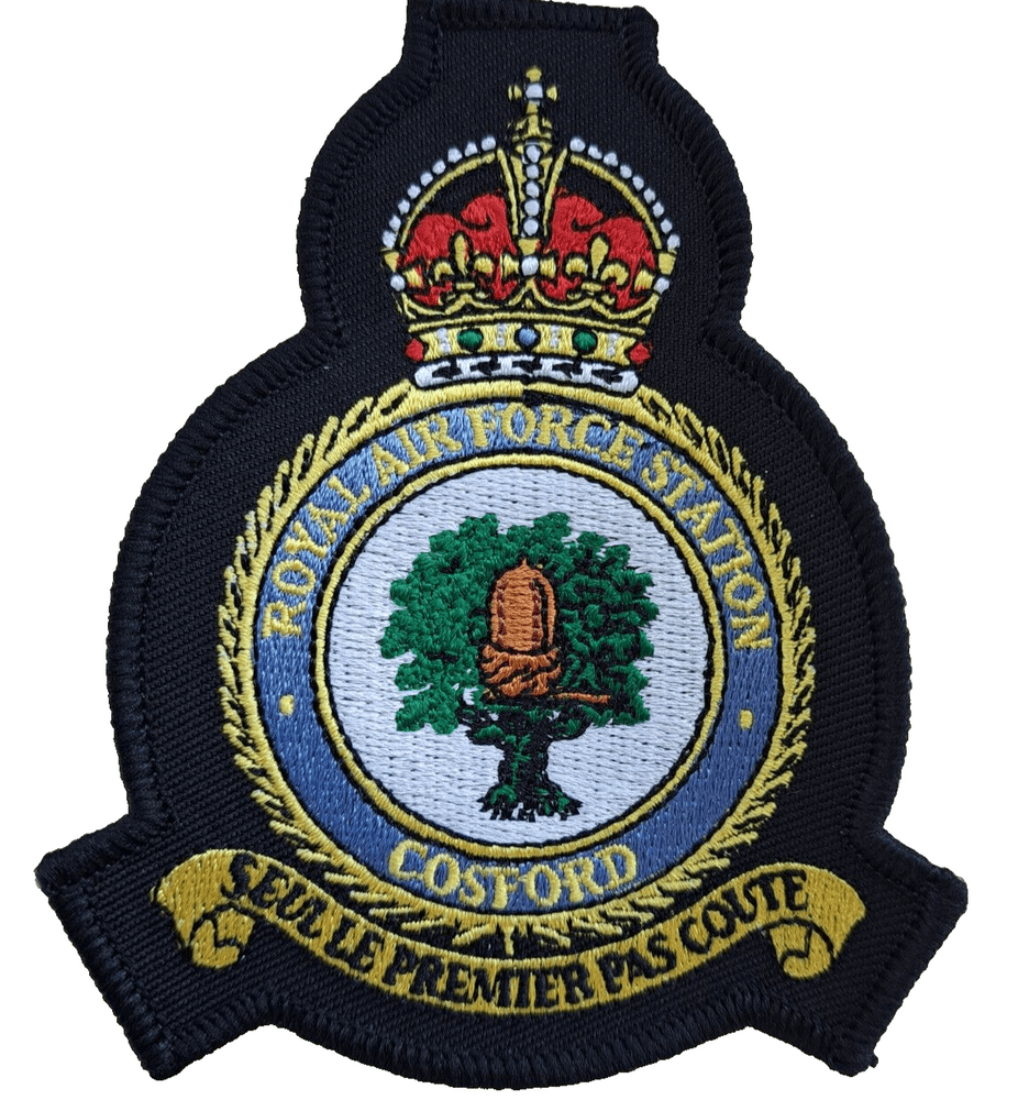 RAF Cosford Royal Air Force Crest MOD Embroidered Patch - TUDOR CROWN