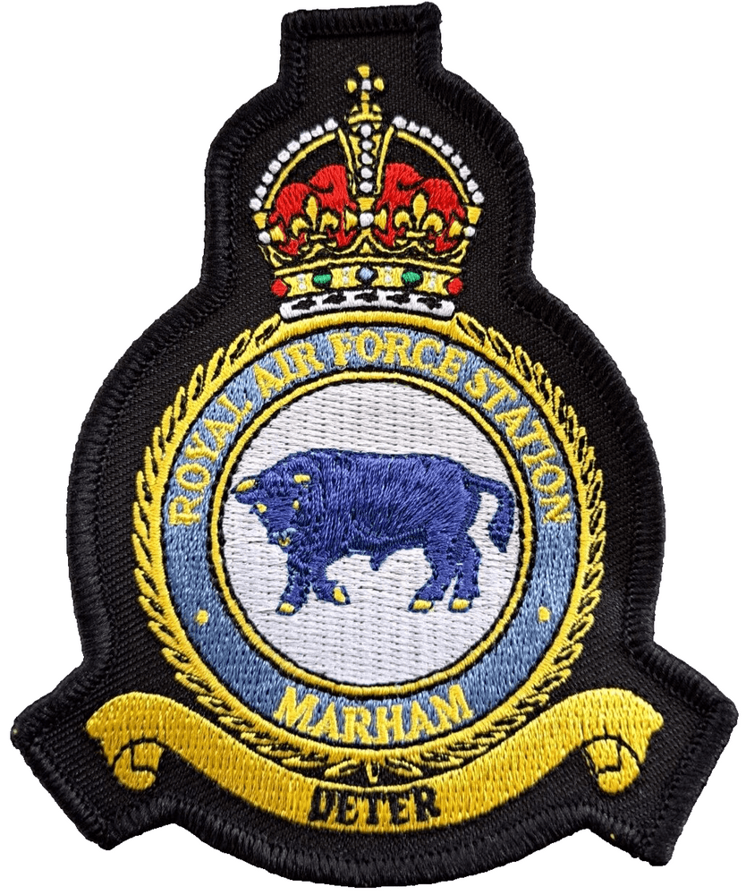 RAF Marham Royal Air Force Crest MOD Embroidered Patch - TUDOR CROWN