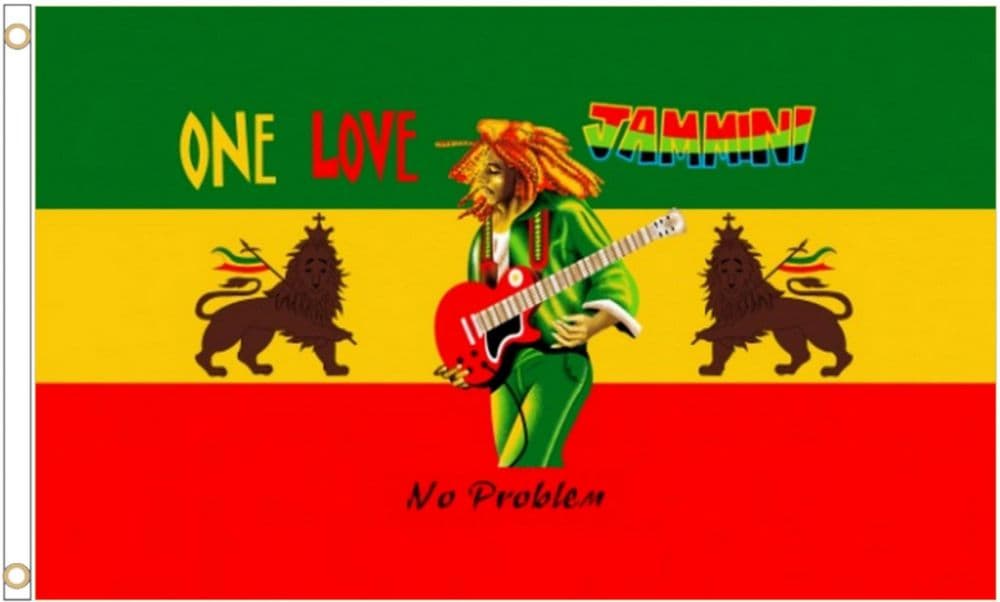 Rastafarian One Love Jammin on Ethiopia Polyester 5 x3 Flag