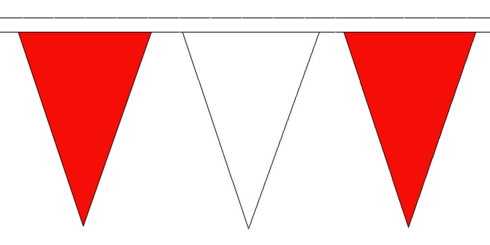 Red and White Traditional 20m 54 Flag Polyester Triangule Flag Bunting