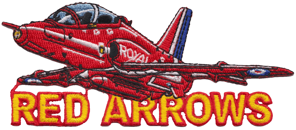 Red Arrows BAE Hawk Cut-Out & Captioned Royal Air Force RAF Embroidered ...