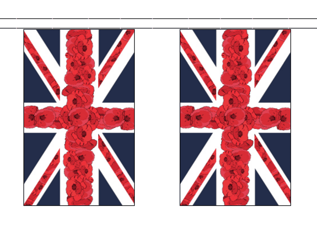 Remembrance Day Poppy Union Jack 10m Flag Bunting