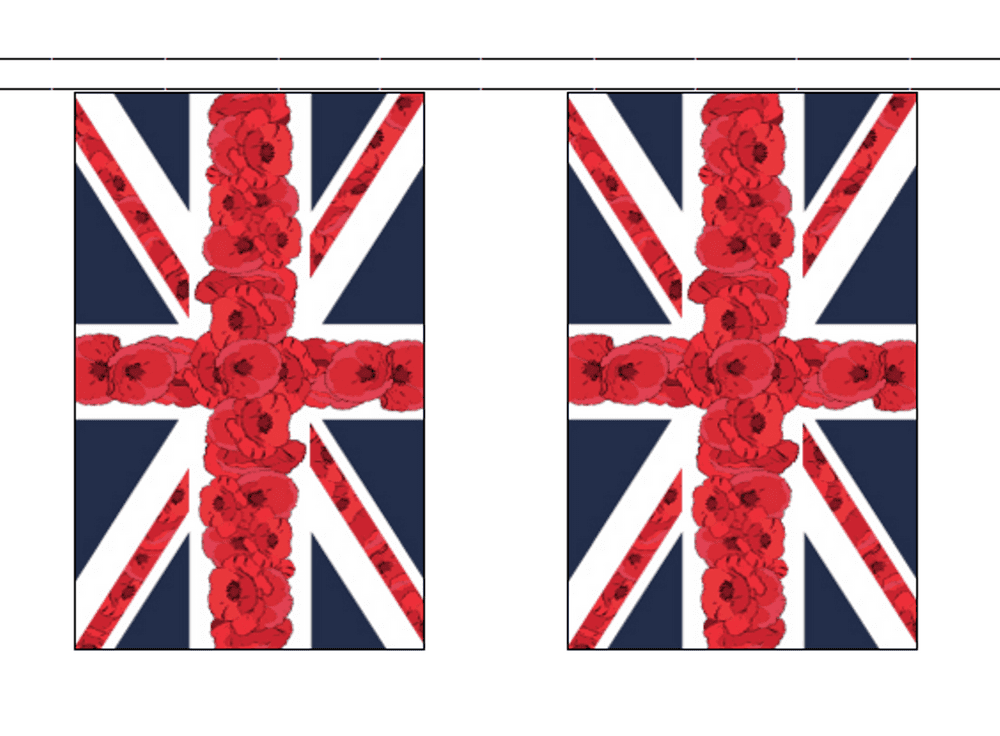 Remembrance Day Poppy Union Jack 10m Flag Bunting