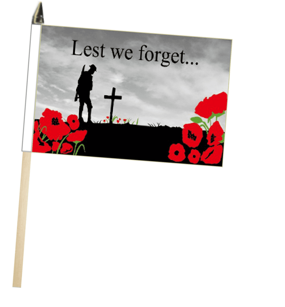 Remembrance Sunday Lest We Forget Poppy Large Hand Waving Flag