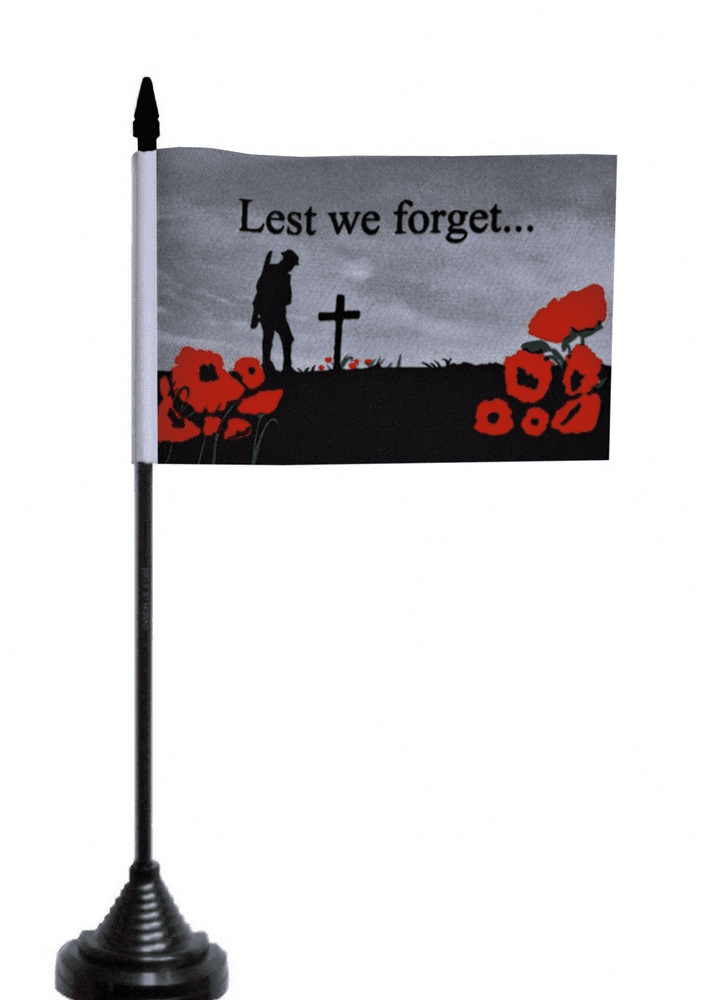Remembrance Sunday Lest We Forget Poppy Table Flag