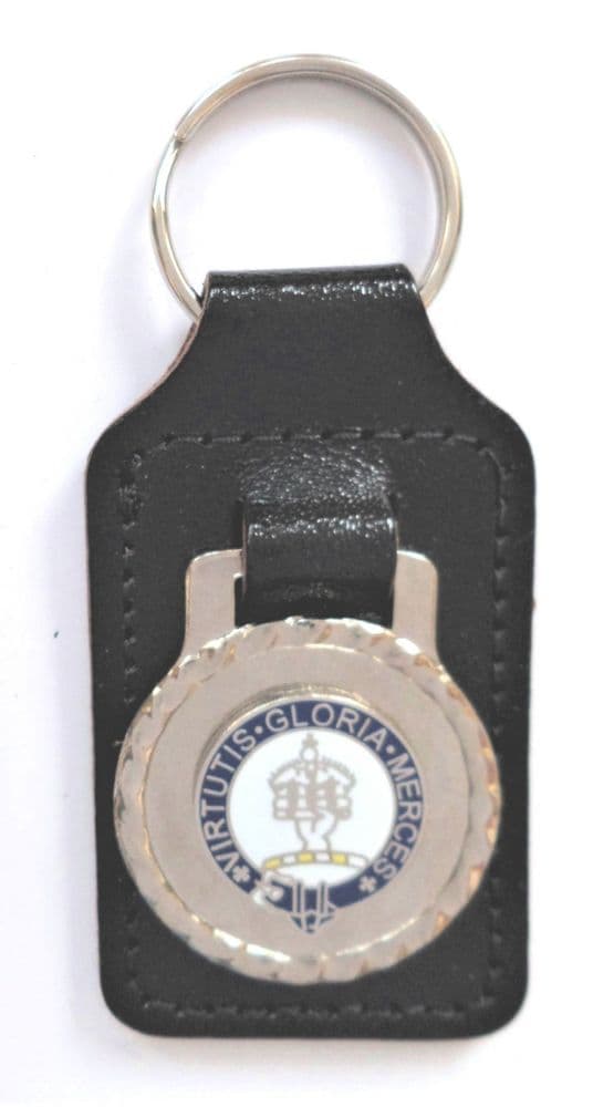 Robertson Scottish Clan Black Leather & Enamel Key Fob