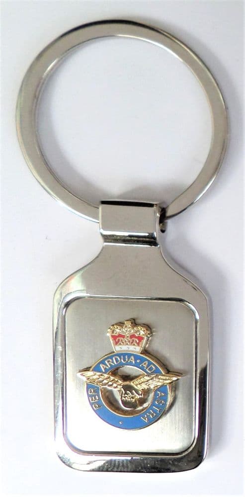 Royal Air Force RAF Shaped Badge Brushed Steel Key Fob - KM91