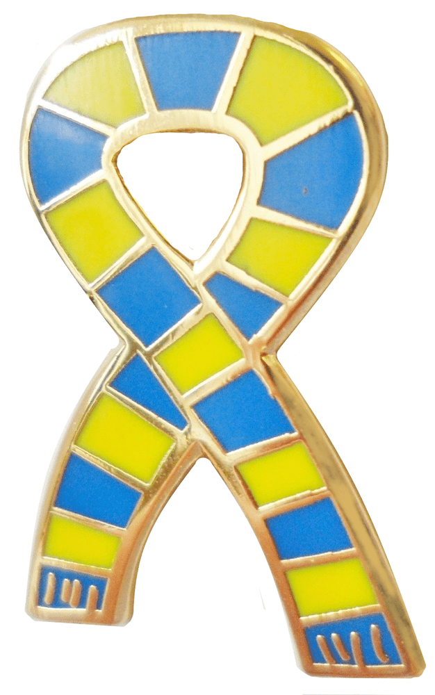 Royal Blue and Yellow Bar Scarf Pin Badge