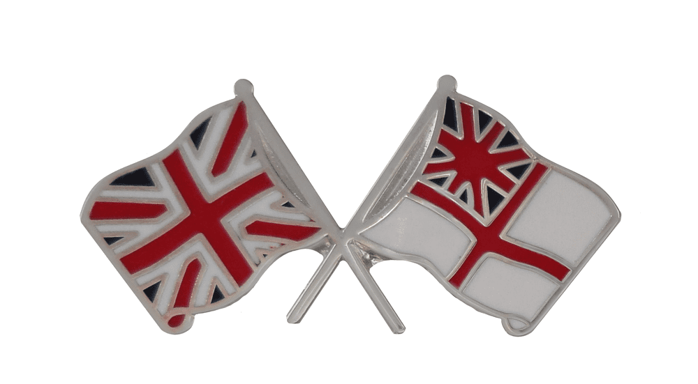 Royal Navy RN White Ensign & United Kingdom UK Pin Badge - MOD Approved