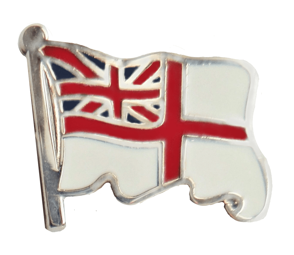 Royal Navy RN White Ensign Wavy Flag Pin Badge - MOD Approved - M19