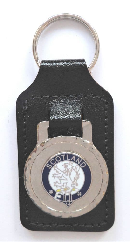 Scotland Lion Rampant Black Leather & Enamel Key Fob