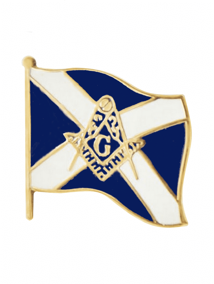 Scotland Saltire With Square and Compasses Masonic Pin Badge
