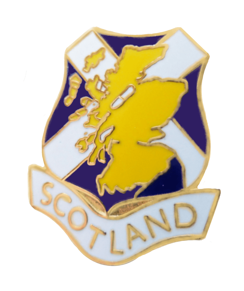 Scotland Scottish Shield Flag with Country Map Pin Badge
