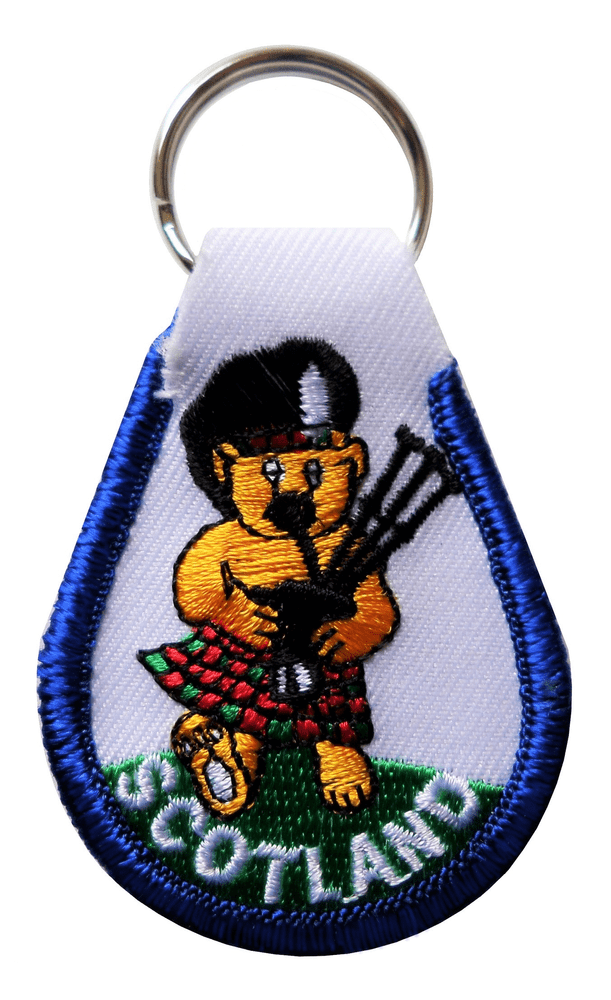 Scotland Teddy Piper Bagpipe Player Embroidered Keyring - A270
