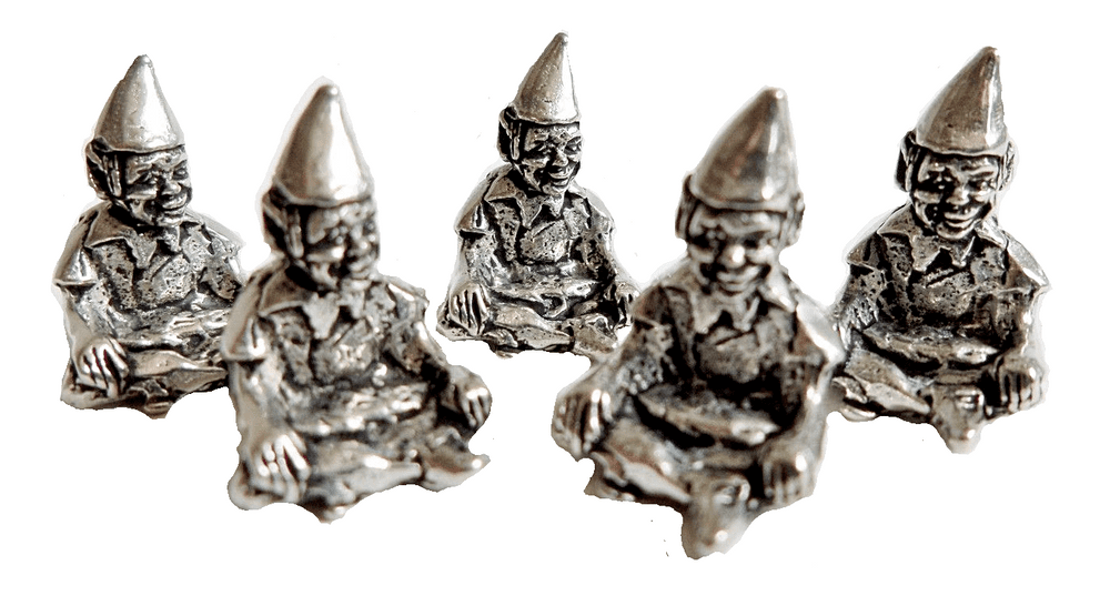 SF34A - Posse of 5 Tiny Cornish Piskey s Pixies in Solid Pewter