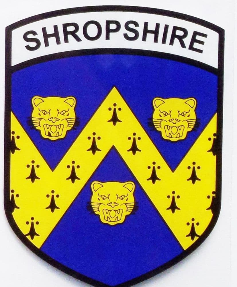 Shropshire County Flag Car Sticker - Shield Self Cling