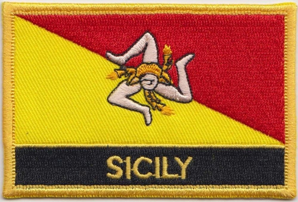 Sicily Italy Flag Embroidered Rectangular Patch Badge