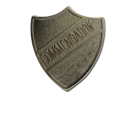 Silver Commendation Shield Pin Badge