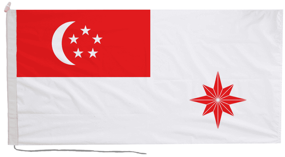Singapore Naval Ensign Flag with Rope & Toggle