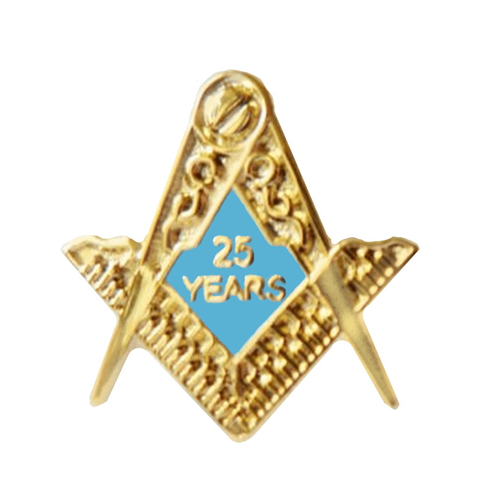 Square & Compasses 25 Years Cut Out Freemasonry Masonic Pin Badge