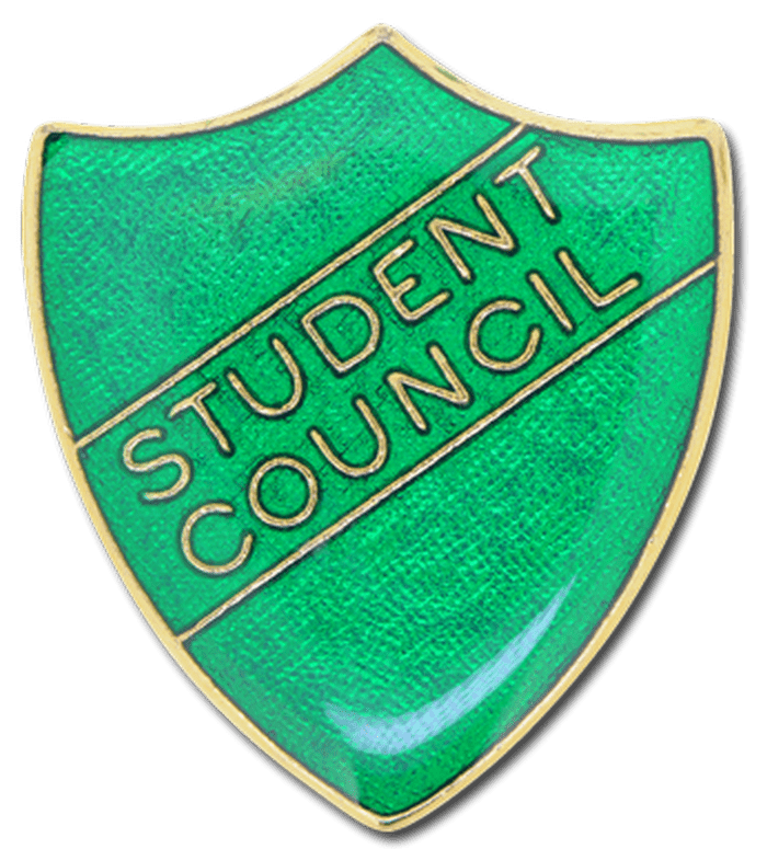 Student Council Green Shield Pin Badge