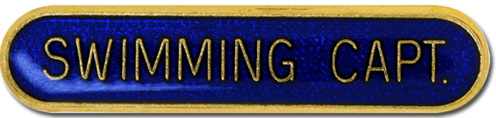 Swimming Captain Rounded Bar Blue Pin Badge