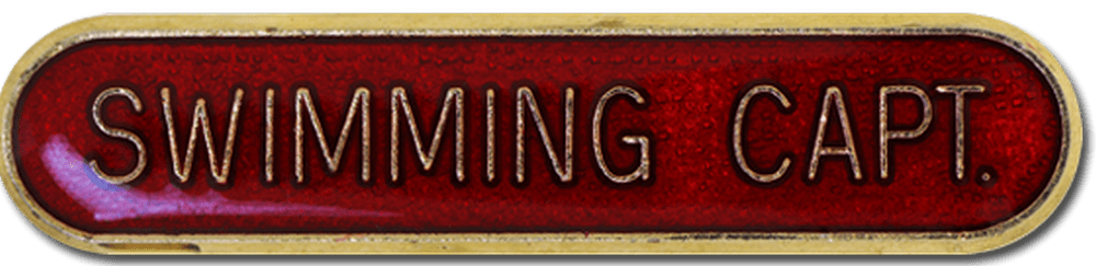Swimming Captain Rounded Bar Red Pin Badge