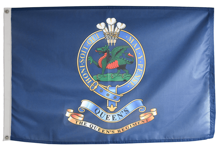 The Queens Regiment British Army Flag with Eyelets