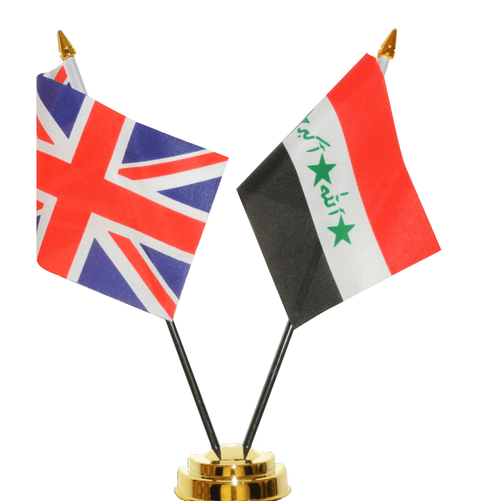 United Kingdom and Iraq 1991 to 2004 Saddam Hussein Friendship Table Flag