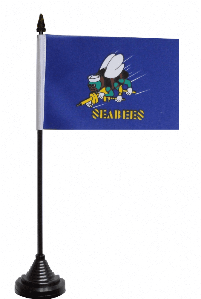 United States Navy USN Construction Battalion Seabees Polyester Table Flag