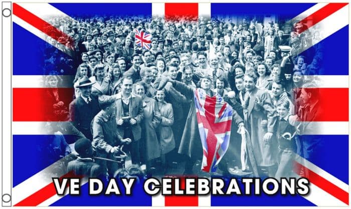 V E Day Victory in Europe Celebration Union Jack 5 x3 150cm x 90cm Flag