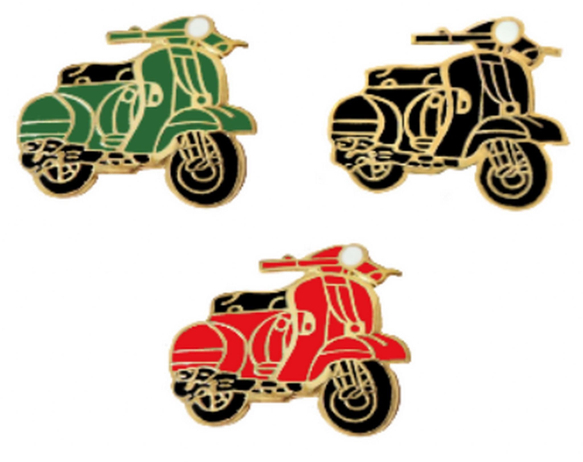 Vespa Scooter Mod Pin Badges Set Of 3