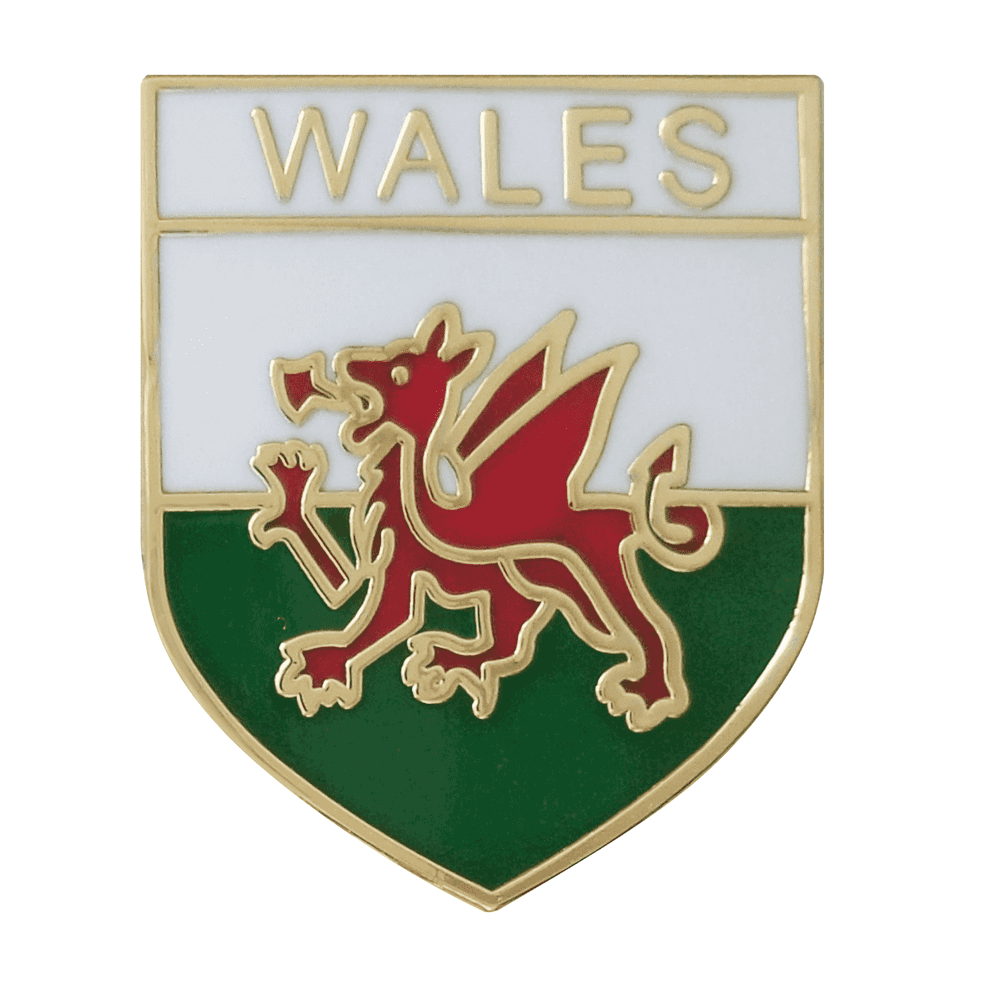Wales Flag Shield Pin Badge