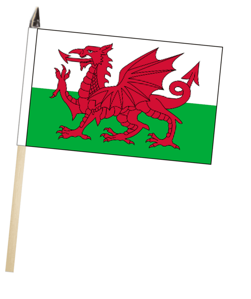 Wales Red Dragon Y Ddraig Goch Large Hand Waving Flag