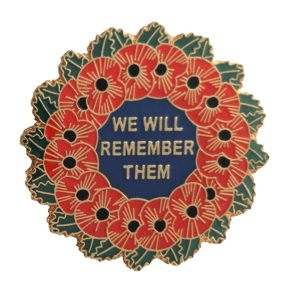 We Will Remember Them Poppies Remembrance Pin Badge - MOD Approved