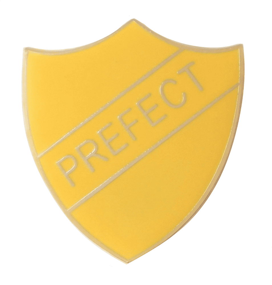 Yellow Prefect Badge For Schools Gold Plated Pin Badge