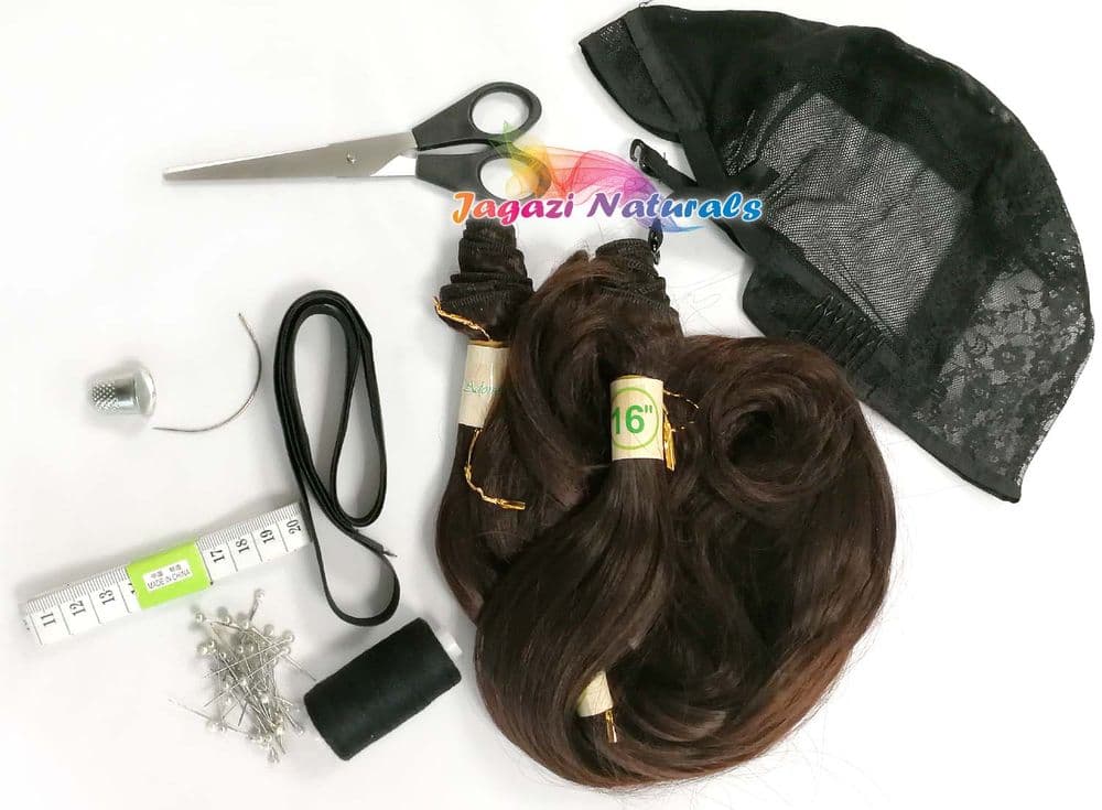 A simple complete Wig Kit Black/Brown Series