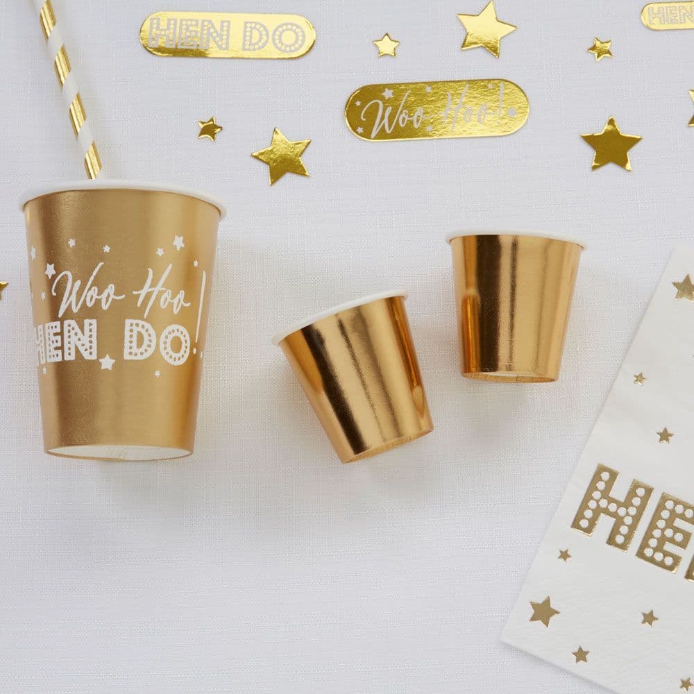 Gold Foil Shot glasses - Woo Hoo Hen Do