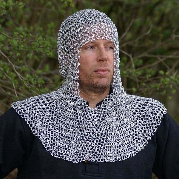 Aluminium Chain Mail Coif Riveted 10mm I D
