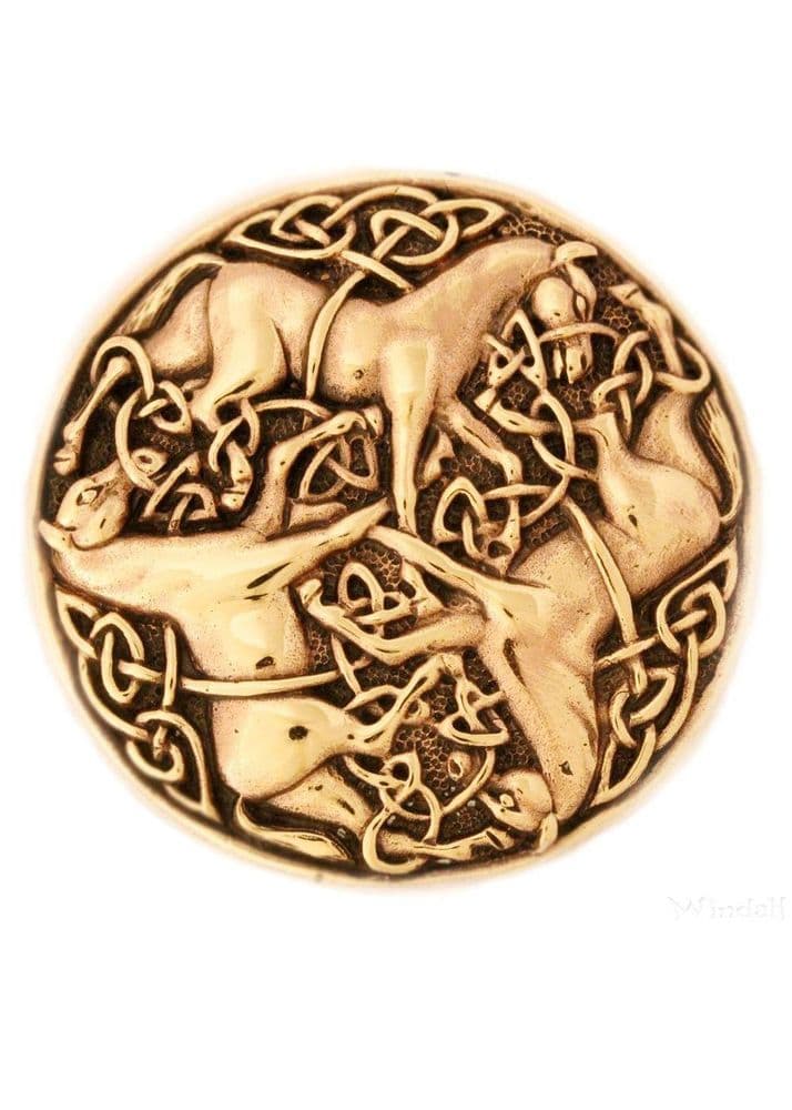 Celtic Fibula with Three Horses- Bronze