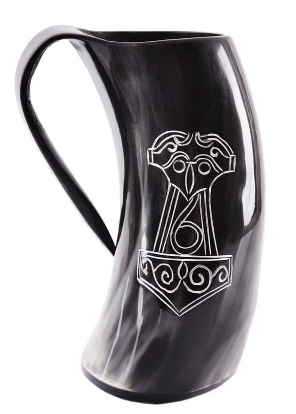 Horn Beer Mug/Tankard- Mjolnir Hammer of Thor