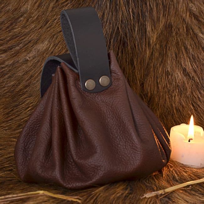 Medieval Money Pouch Large Metal Closure Leather