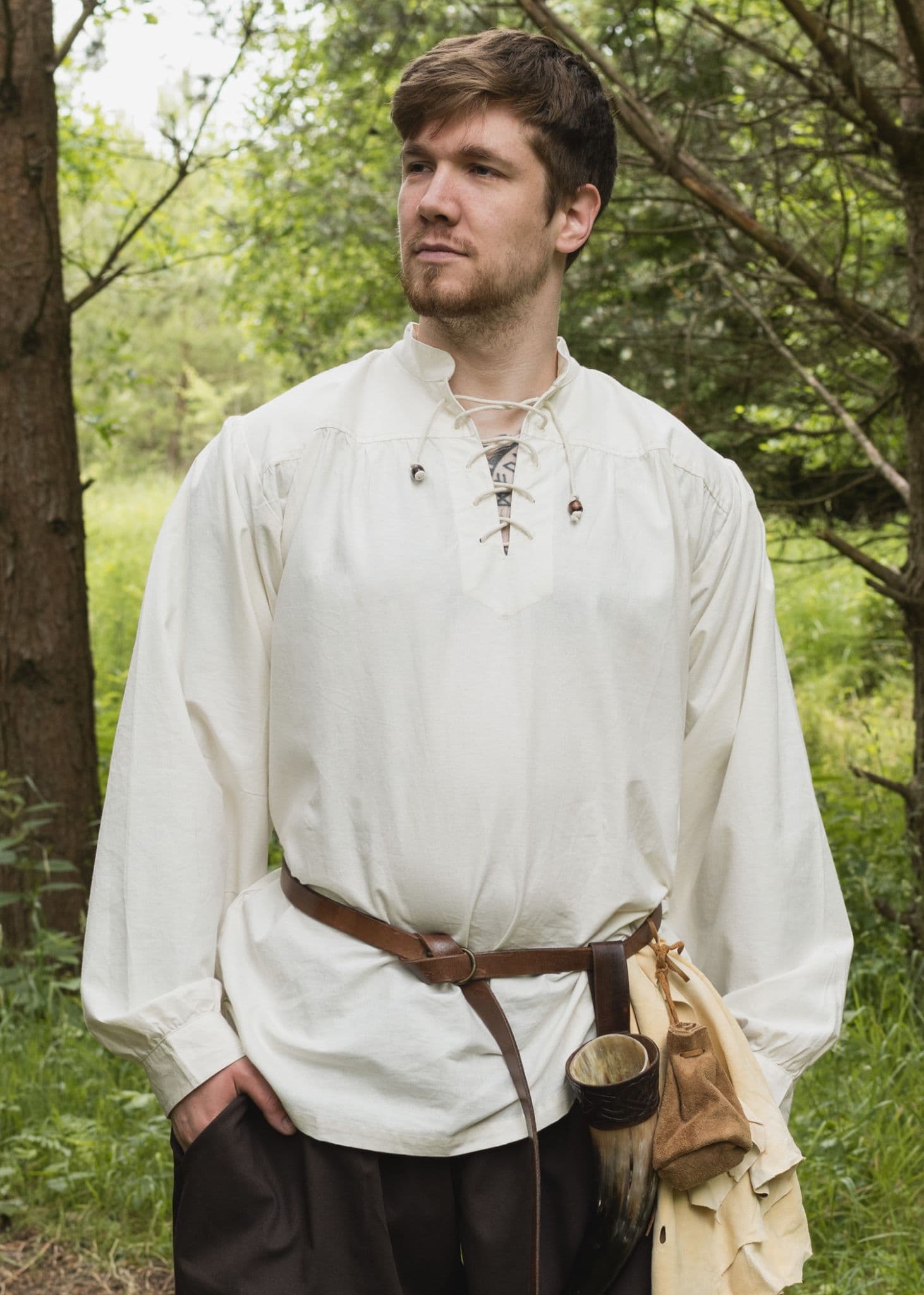 Medieval Shirt Laced Neck