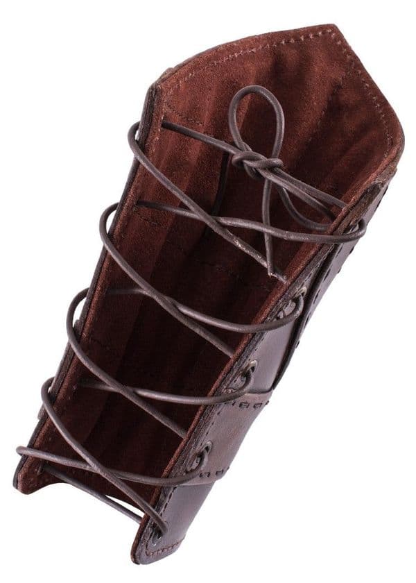 Padded Leather Bracers with Cross Banding Pair