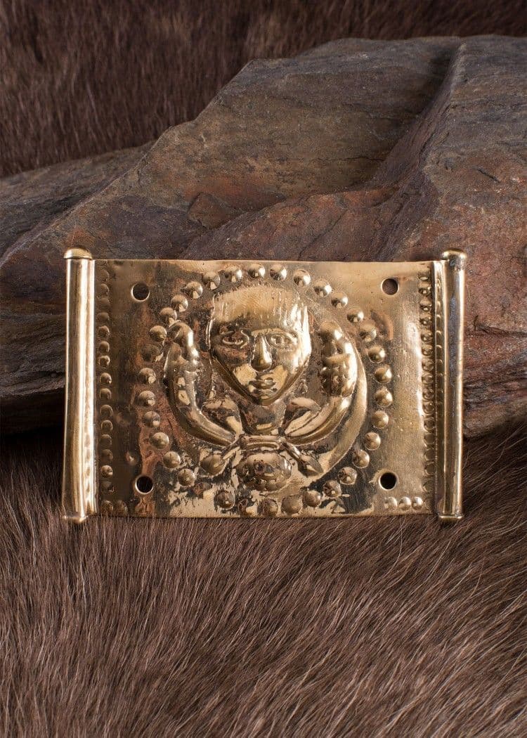 Roman Belt Plate with Human Head- Brass
