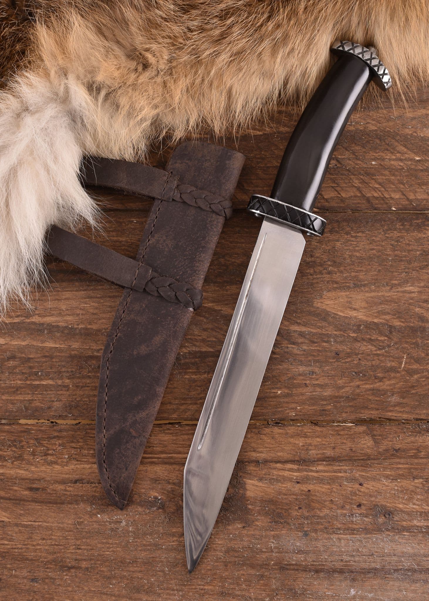 Short Sax With Horn Handle and Leather Sheath