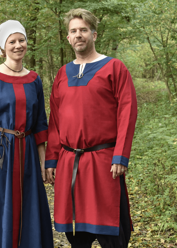 Tunic-Red with Blue Edging
